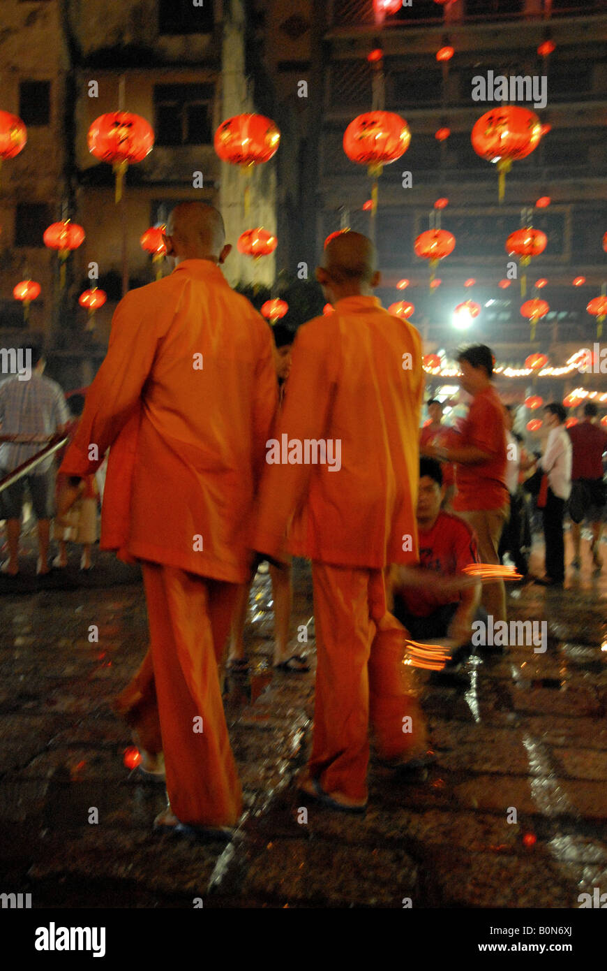 chinese monks at the temple on chinese new year day,china town, bangkok ...