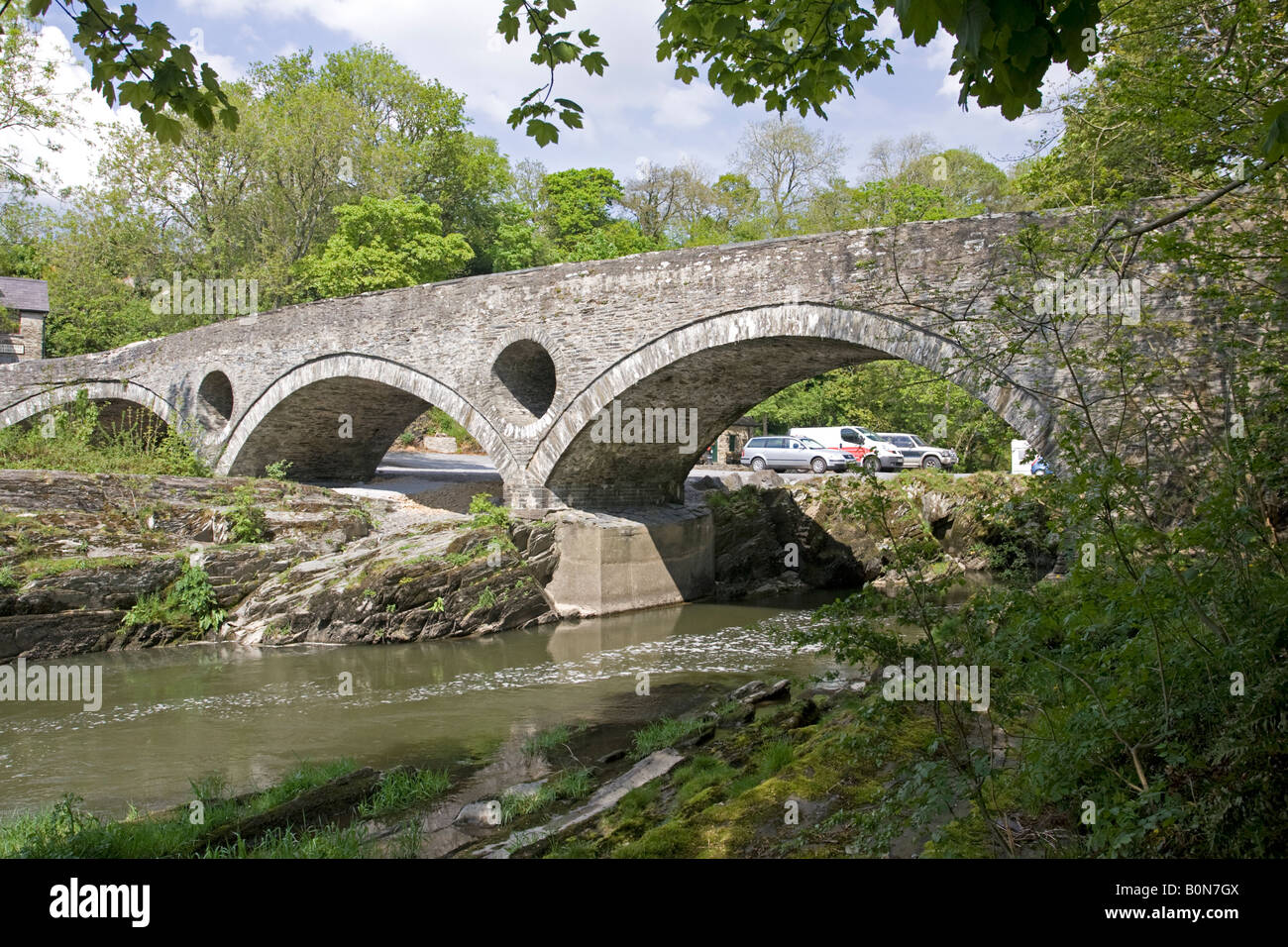Stone river bridge Cenarth Falls Cardigan Wales UK Stock Photo - Alamy