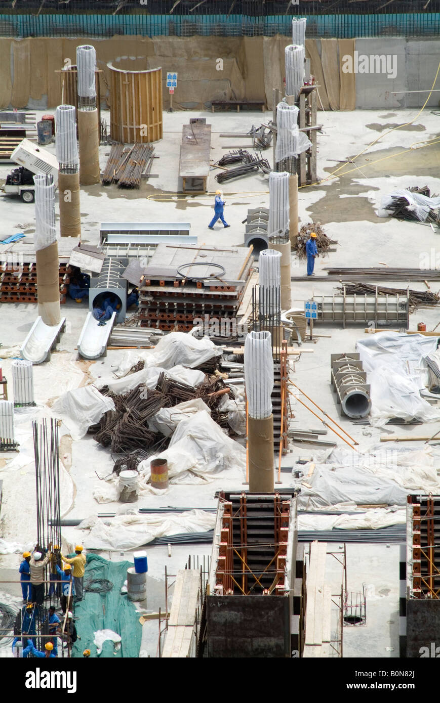 construction site building casting pouring concrete shuttering ...