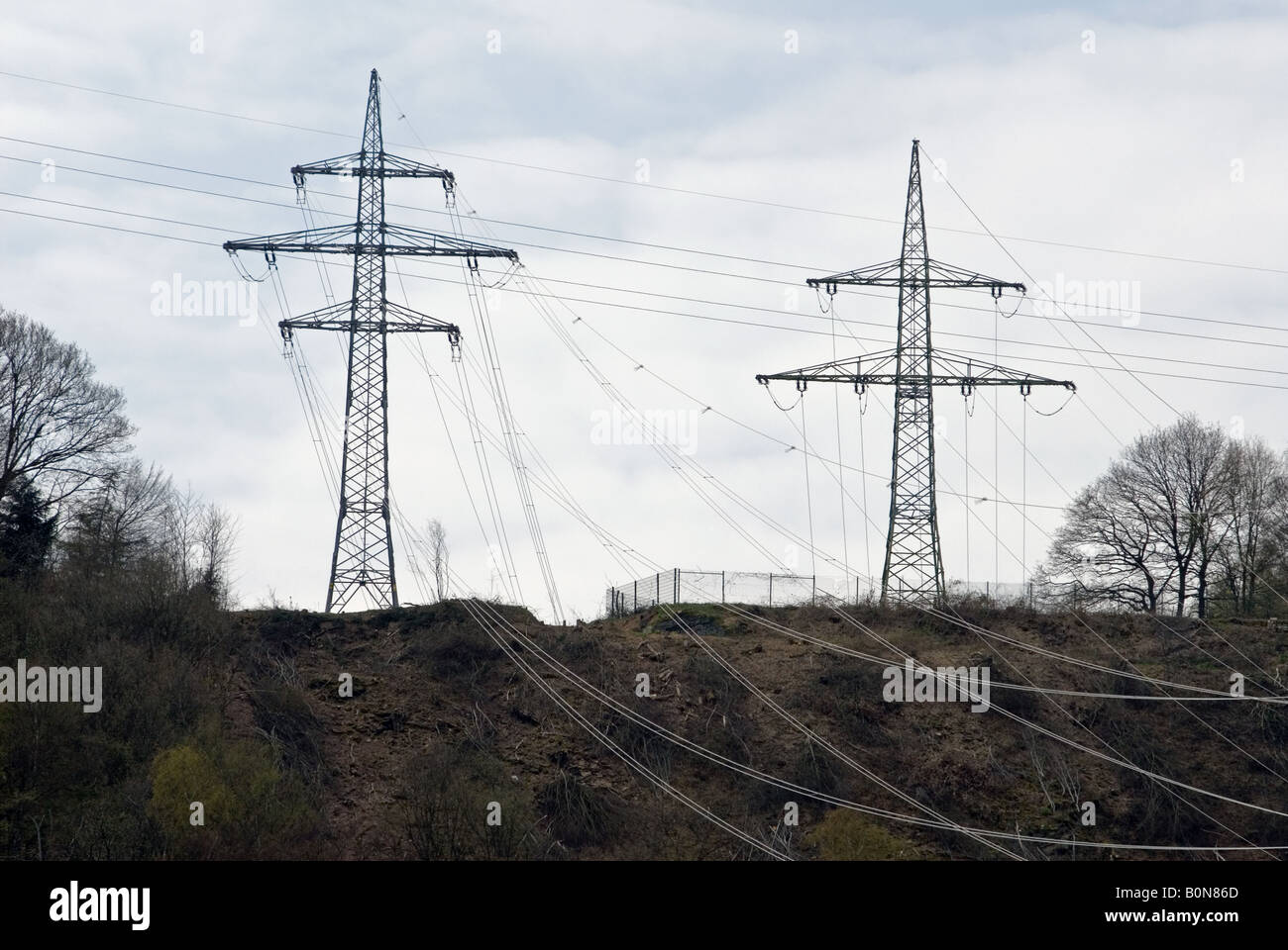 Electricity power cables carrying power from a Hydroelectricity power ...