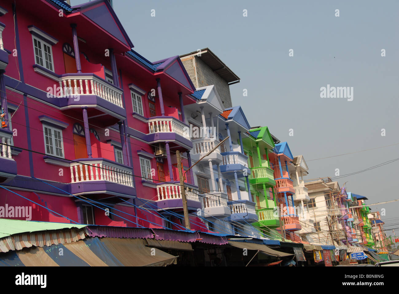 colourful buildings , klaeng , rayong , thailand Stock Photo - Alamy