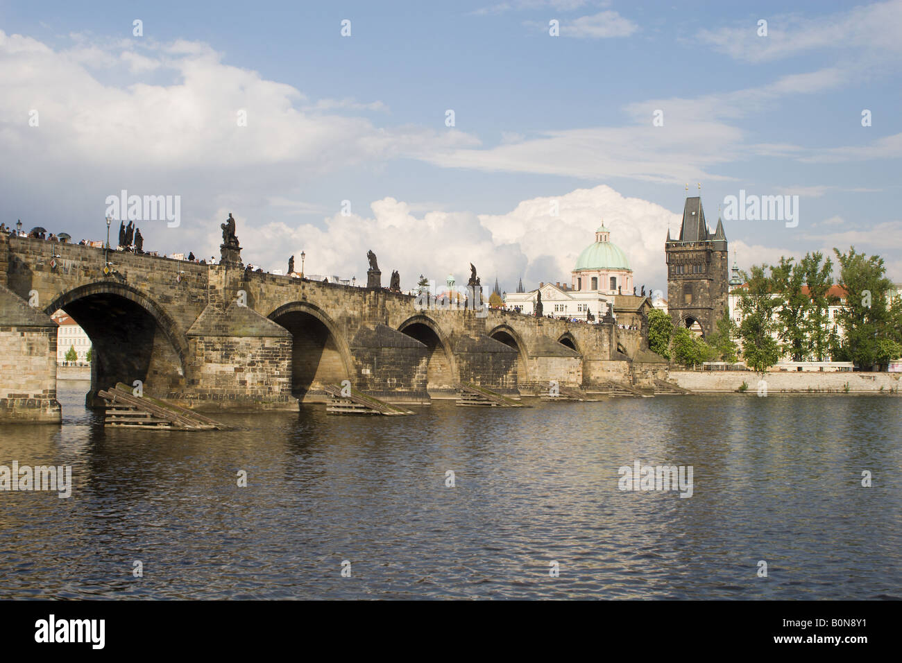 charles bridge and his gothic tower - prague Stock Photo - Alamy