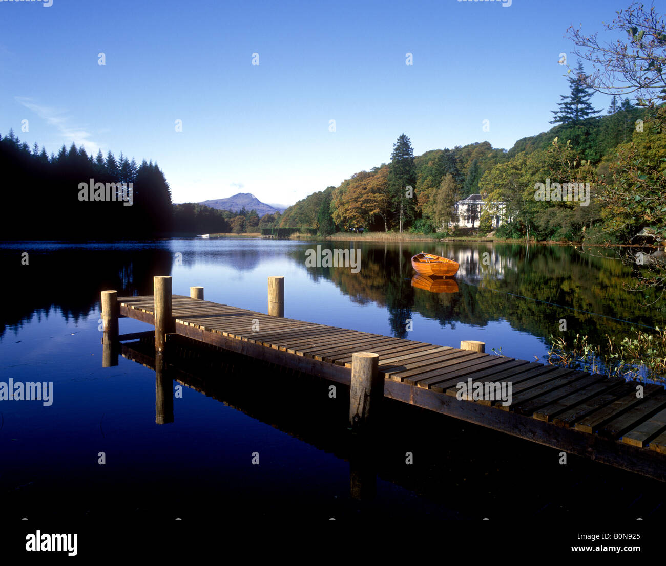 Beautiful view of Loch Ard in the Trossachs near Aberfoyle within the ...