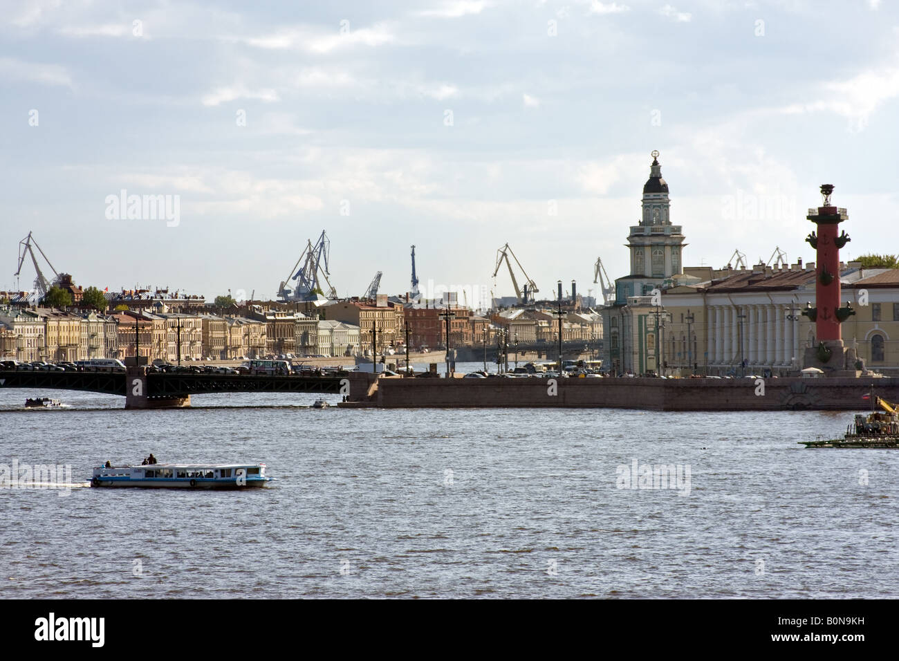 View of Neva river with Palace Bridge and Vasilievsky island Stock ...