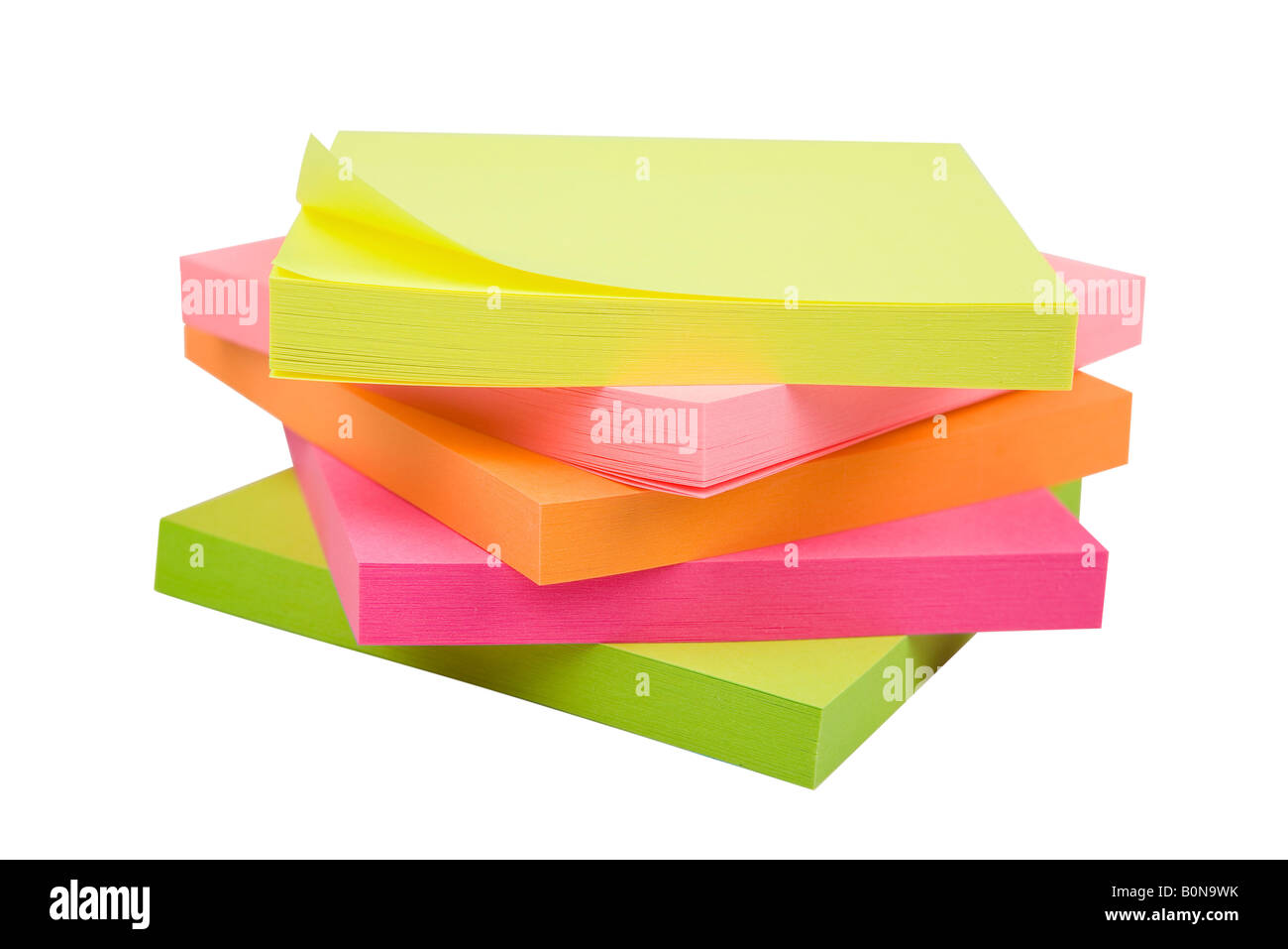 Stack of sticky notes over white background Stock Photo - Alamy