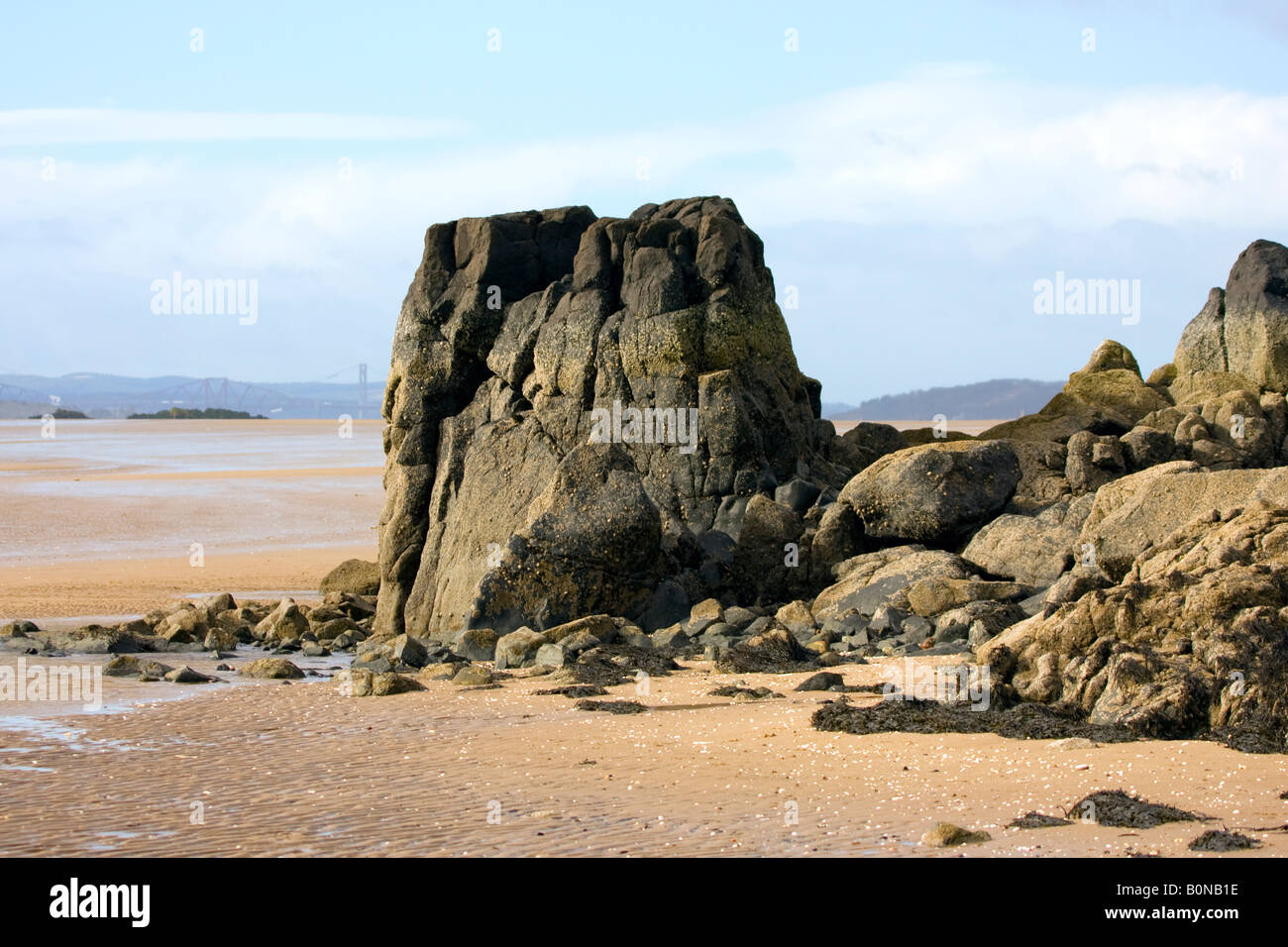 Rock formation outcrop on Burntisland beach Fife Scotland Stock Photo ...