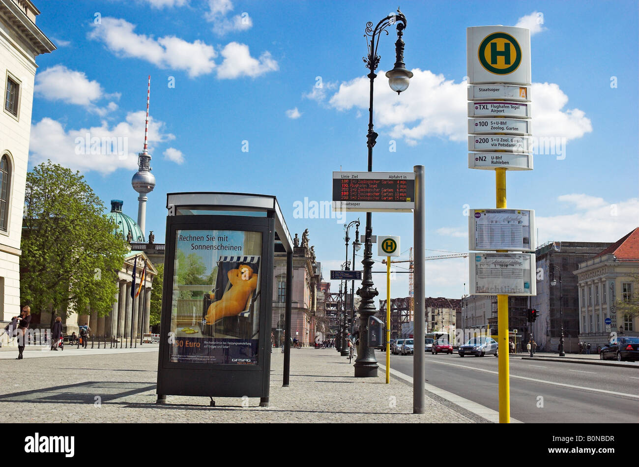 Bus station Unter Den Linden Boulevard near Alexanderplatz Berlin ...