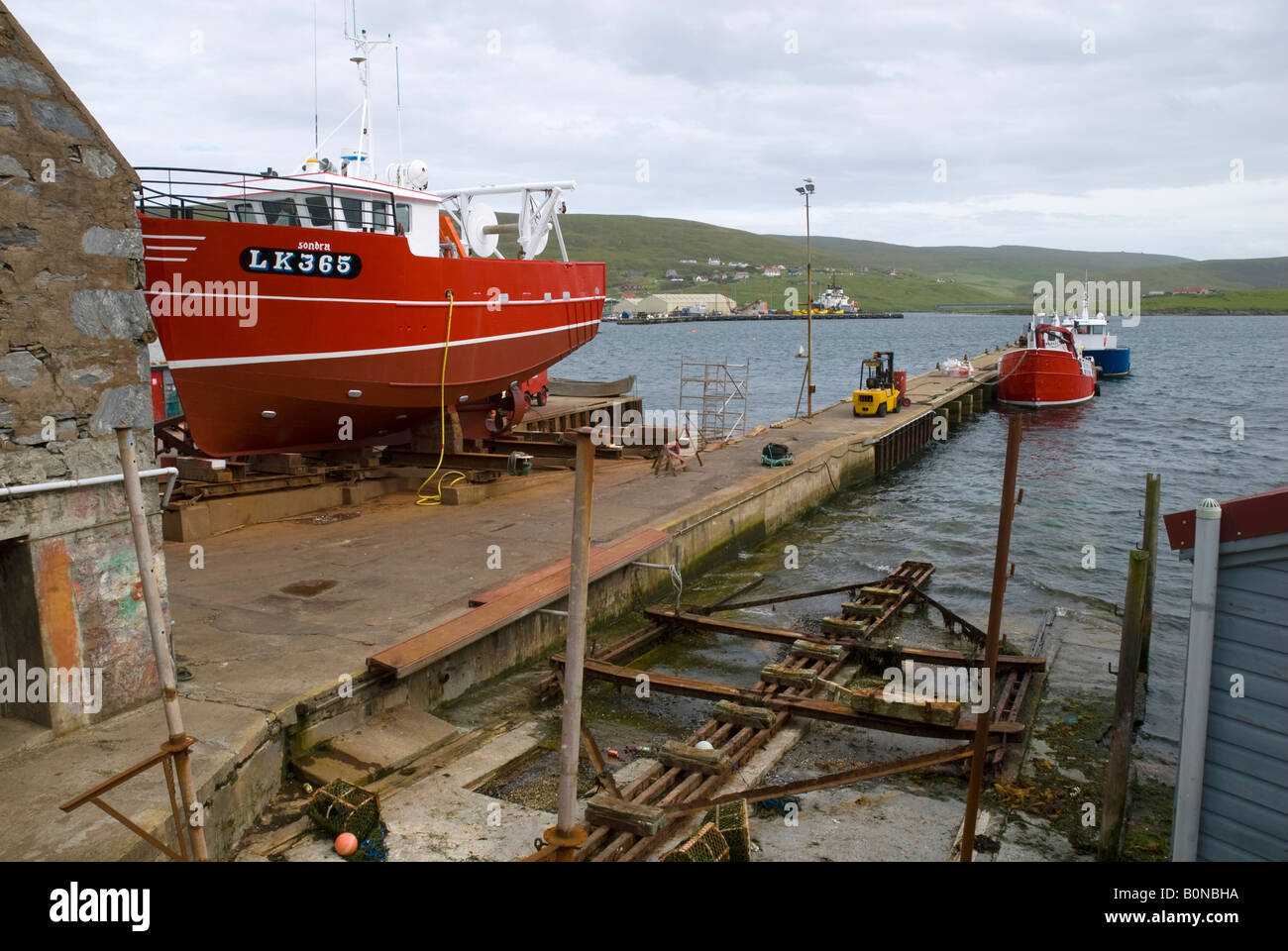 The Prince Olav slipway at Scalloway, Shetland Islands, Scotland, UK ...