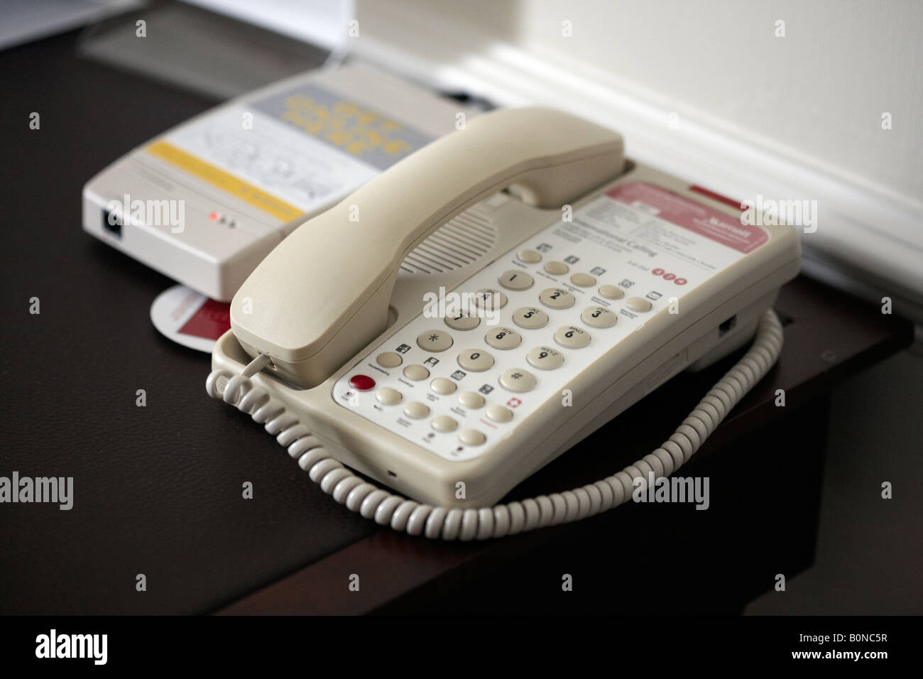 Telephone and Internet connection, in a hotel room suite Stock Photo ...