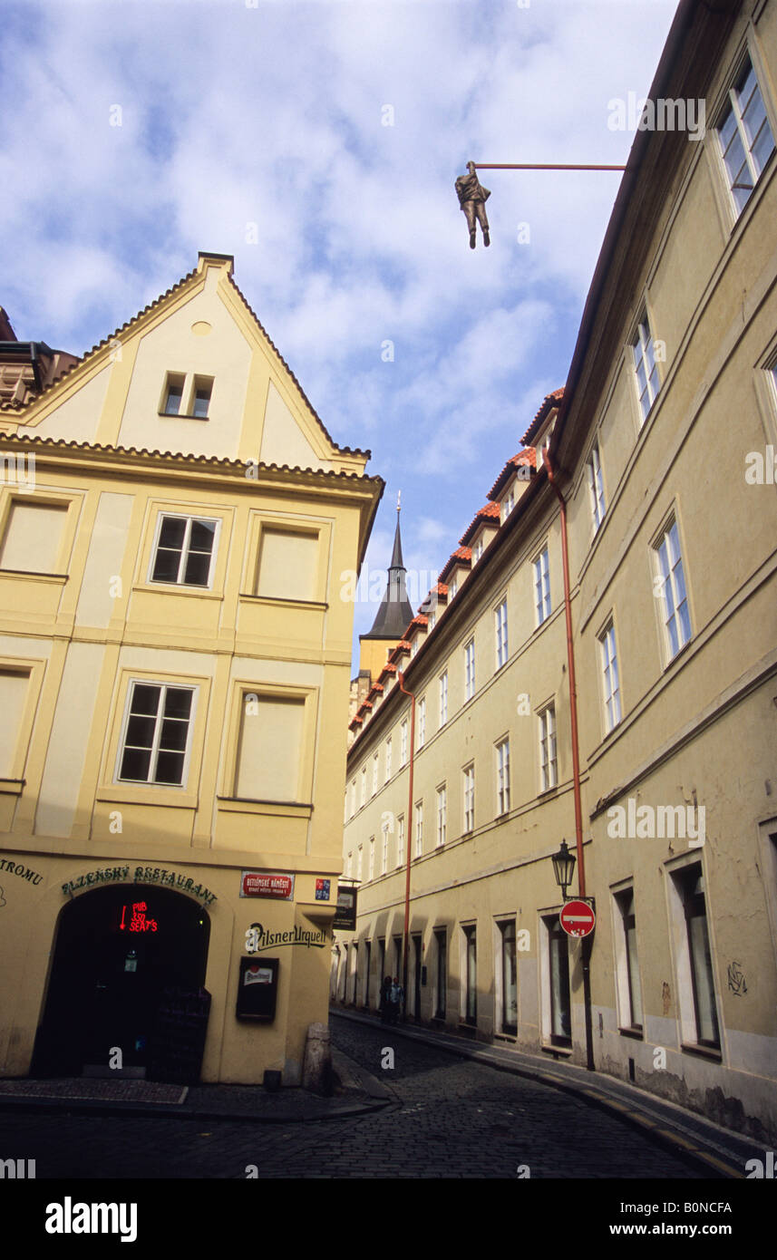 Hanging Out Statue by David Cerny, Prague, Czech Republic Stock Photo ...