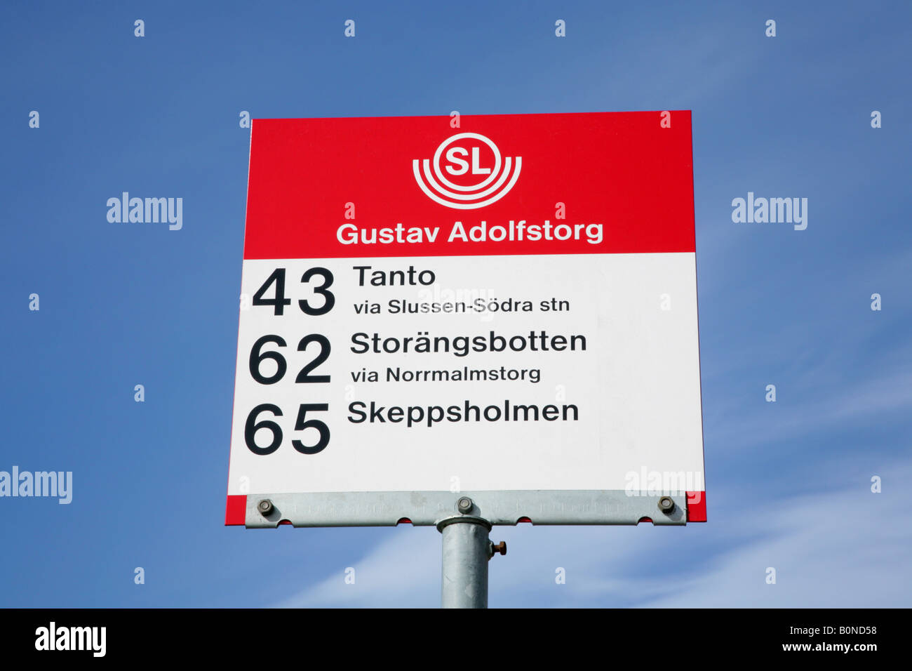 Bus stop sign on Gustaf Adolfstorg, Stockholm, Sweden Stock Photo - Alamy