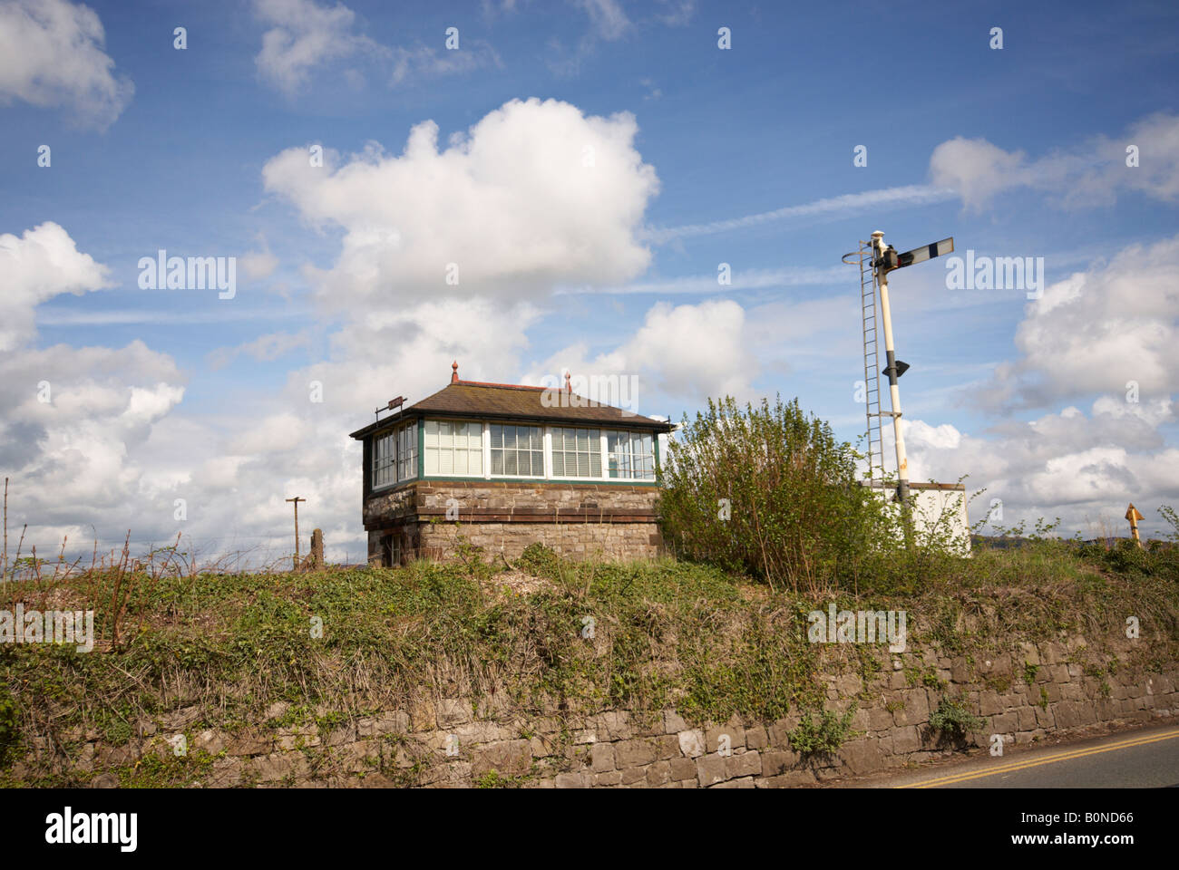 Arnside railway station signal box in Lancashire England near the river ...