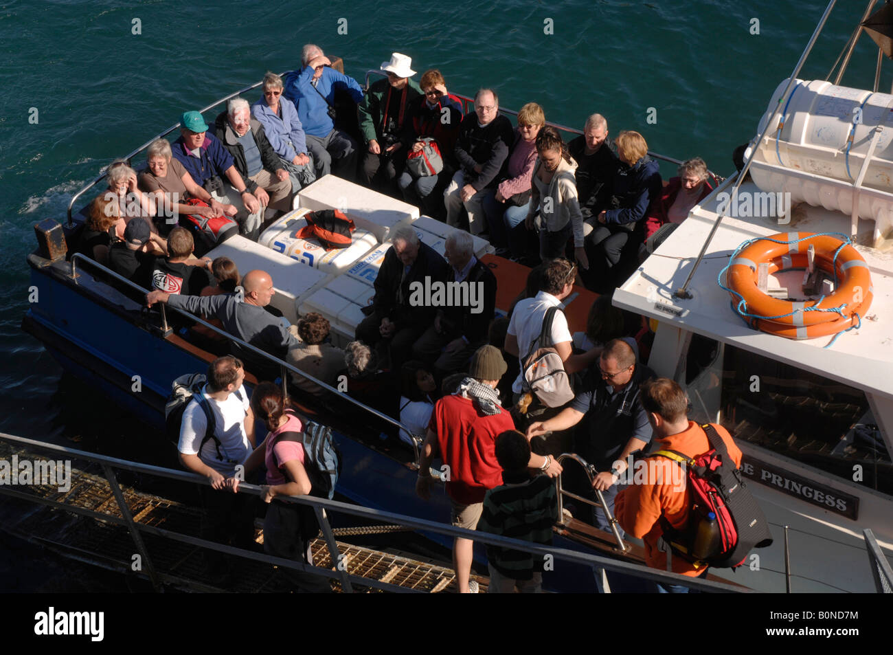 Tourists boarding the Dale Princess at Martins Haven Pembrokeshire ...