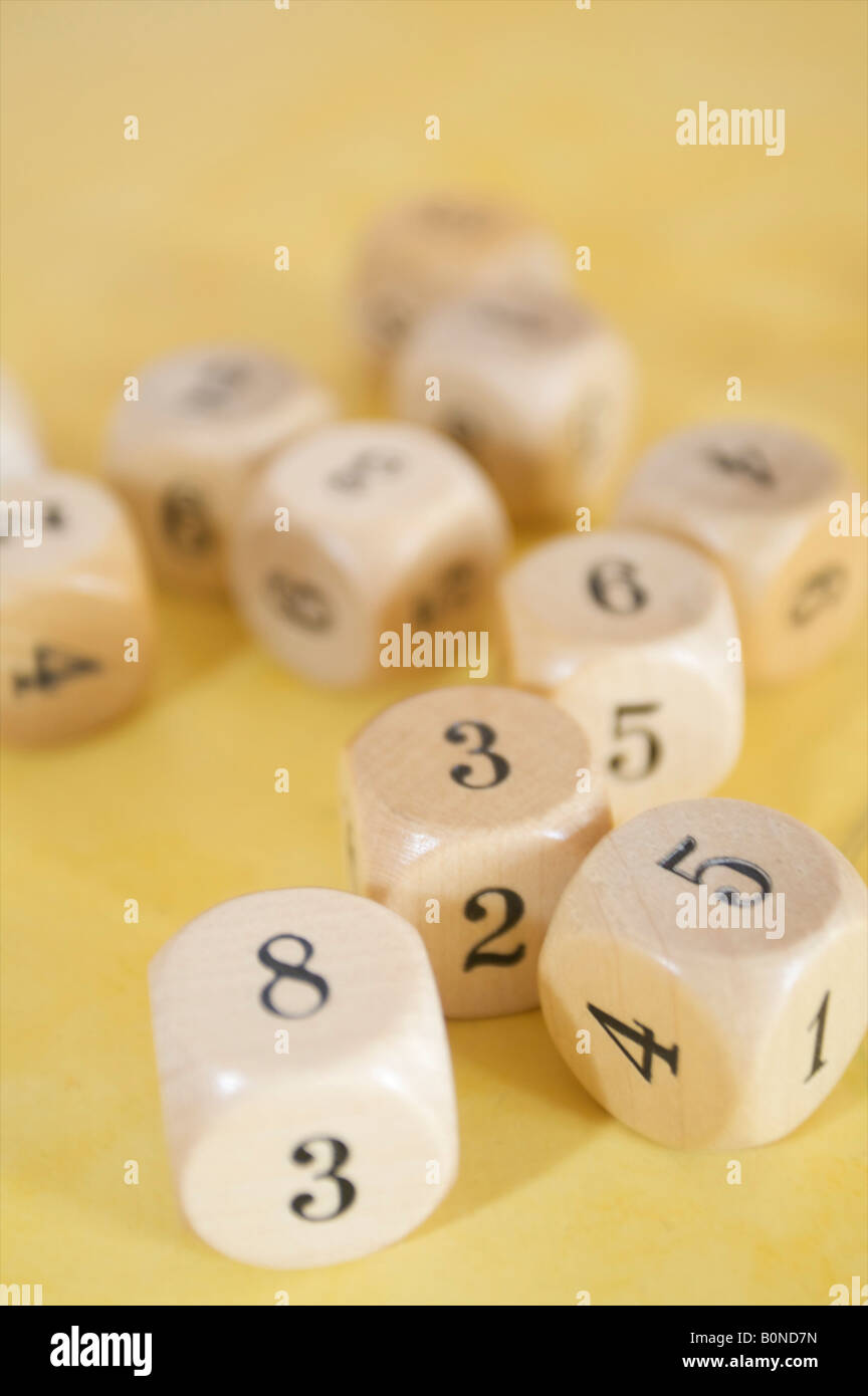 lot of dice with numbers Stock Photo - Alamy