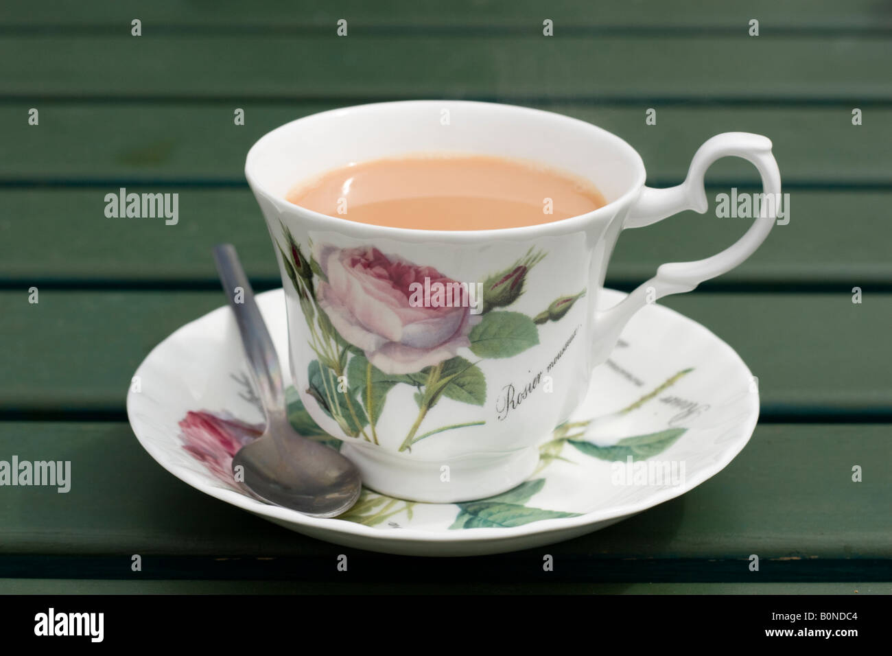 Cup of Tea on Outdoor Picnic Table Stock Photo - Alamy