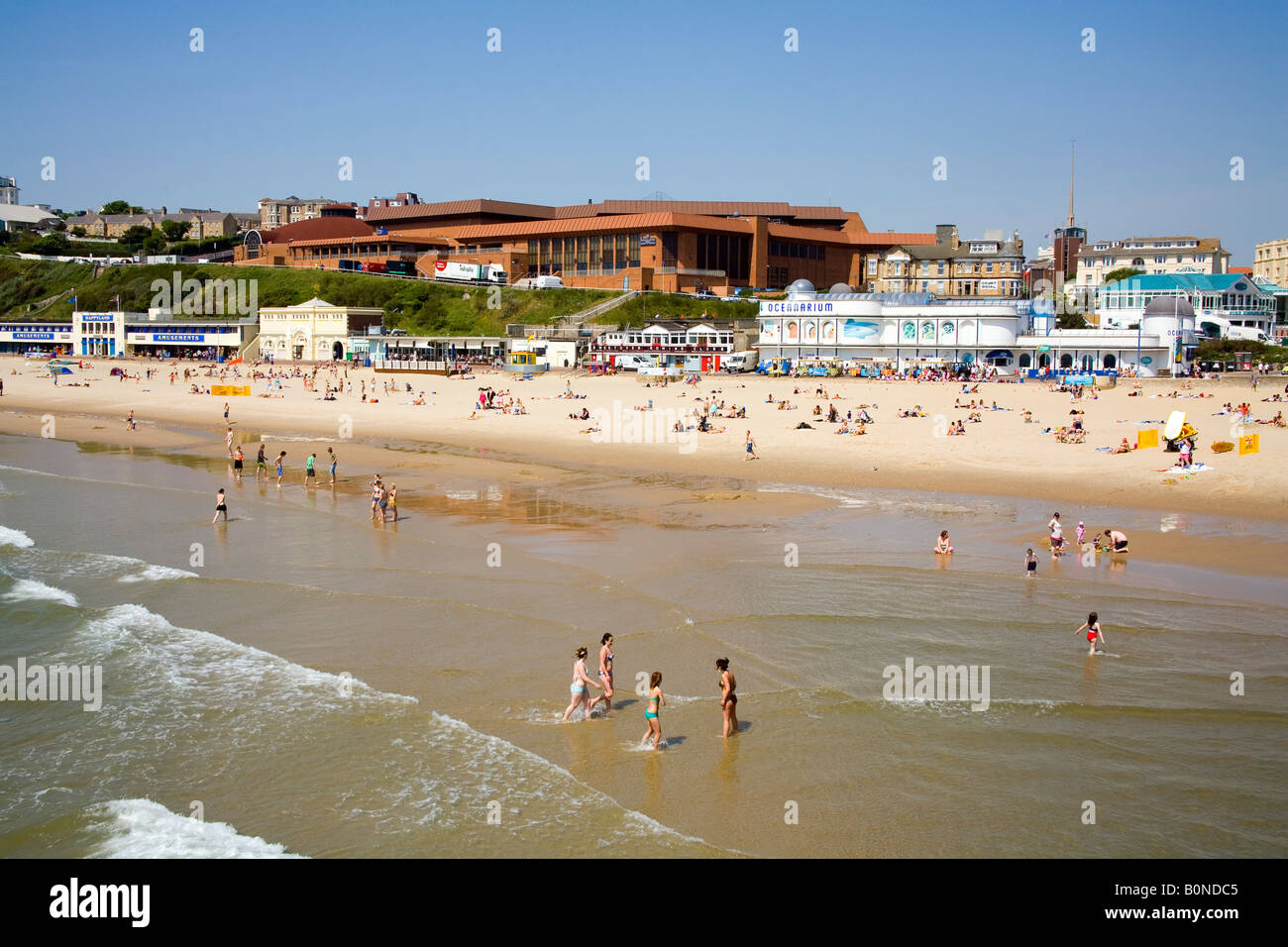 East Beach at Bournemouth with the Bournemouth Conference Centre in the ...
