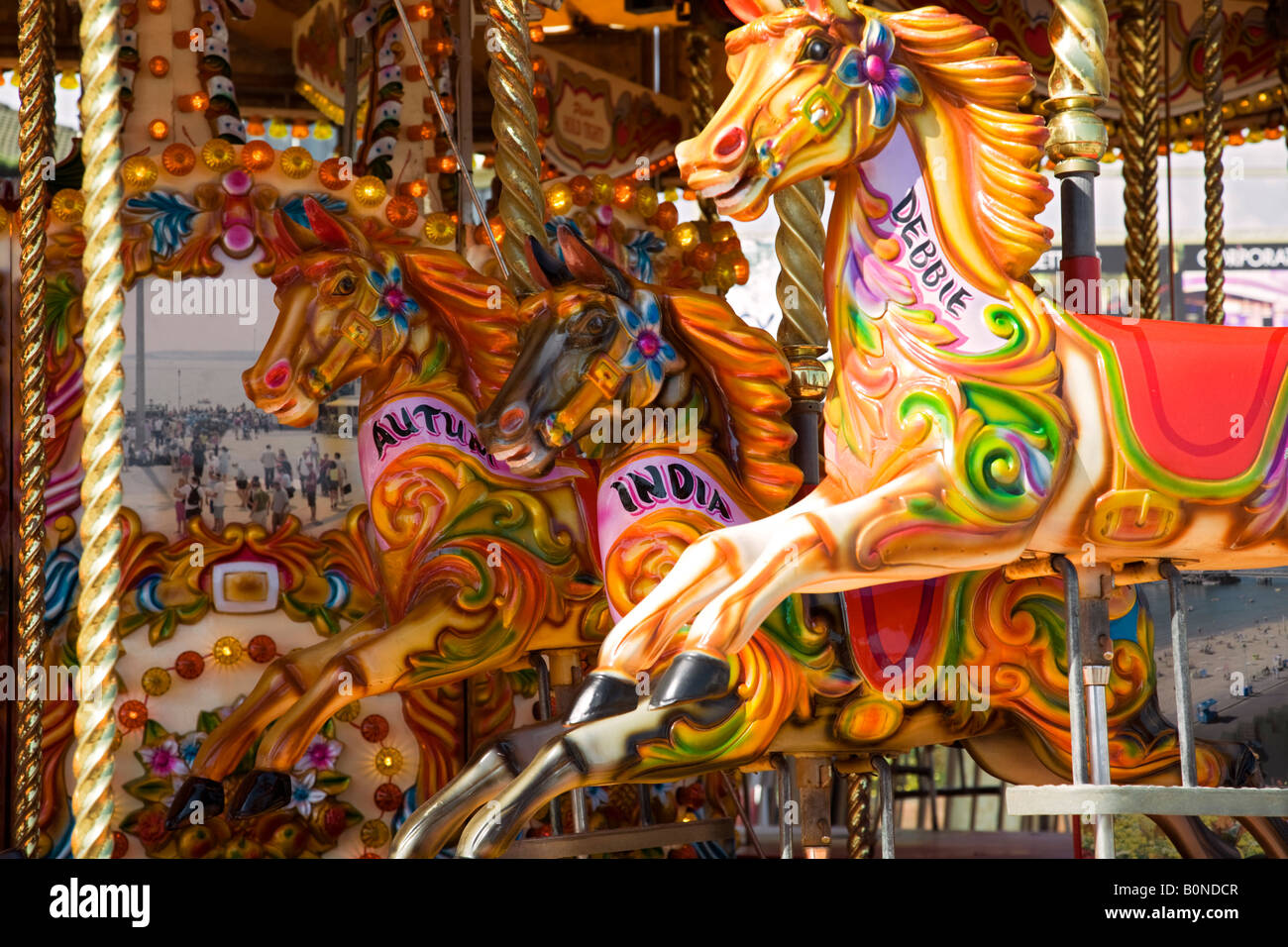 Carousel fairground ride horses colourful traditional roundabout ...