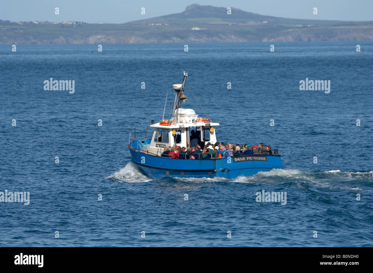 Tourists aboard the Dale Princess Martins Haven Pembrokeshire Wales UK ...