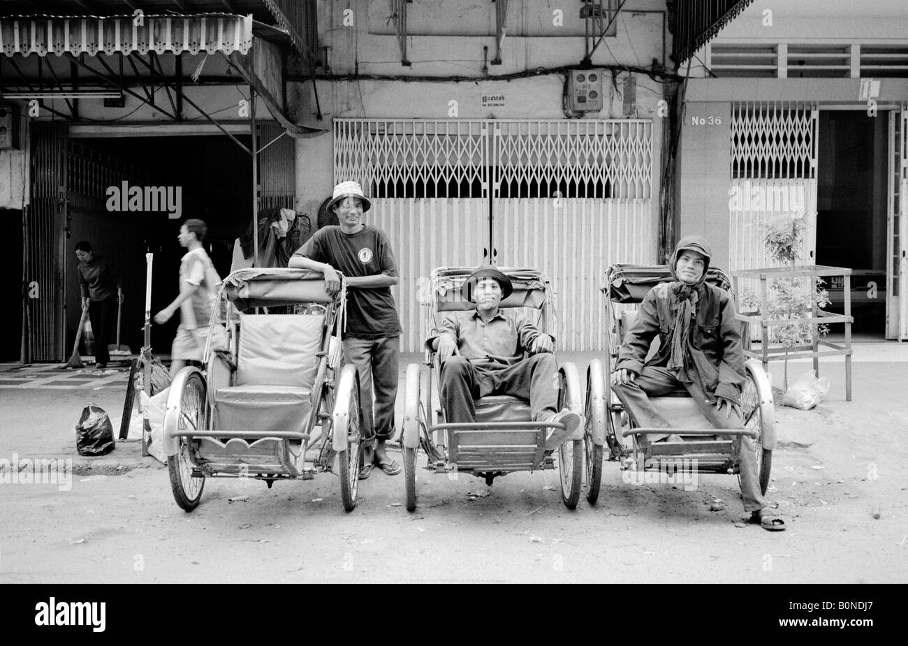 Cambodian rickshaw Black and White Stock Photos & Images - Alamy