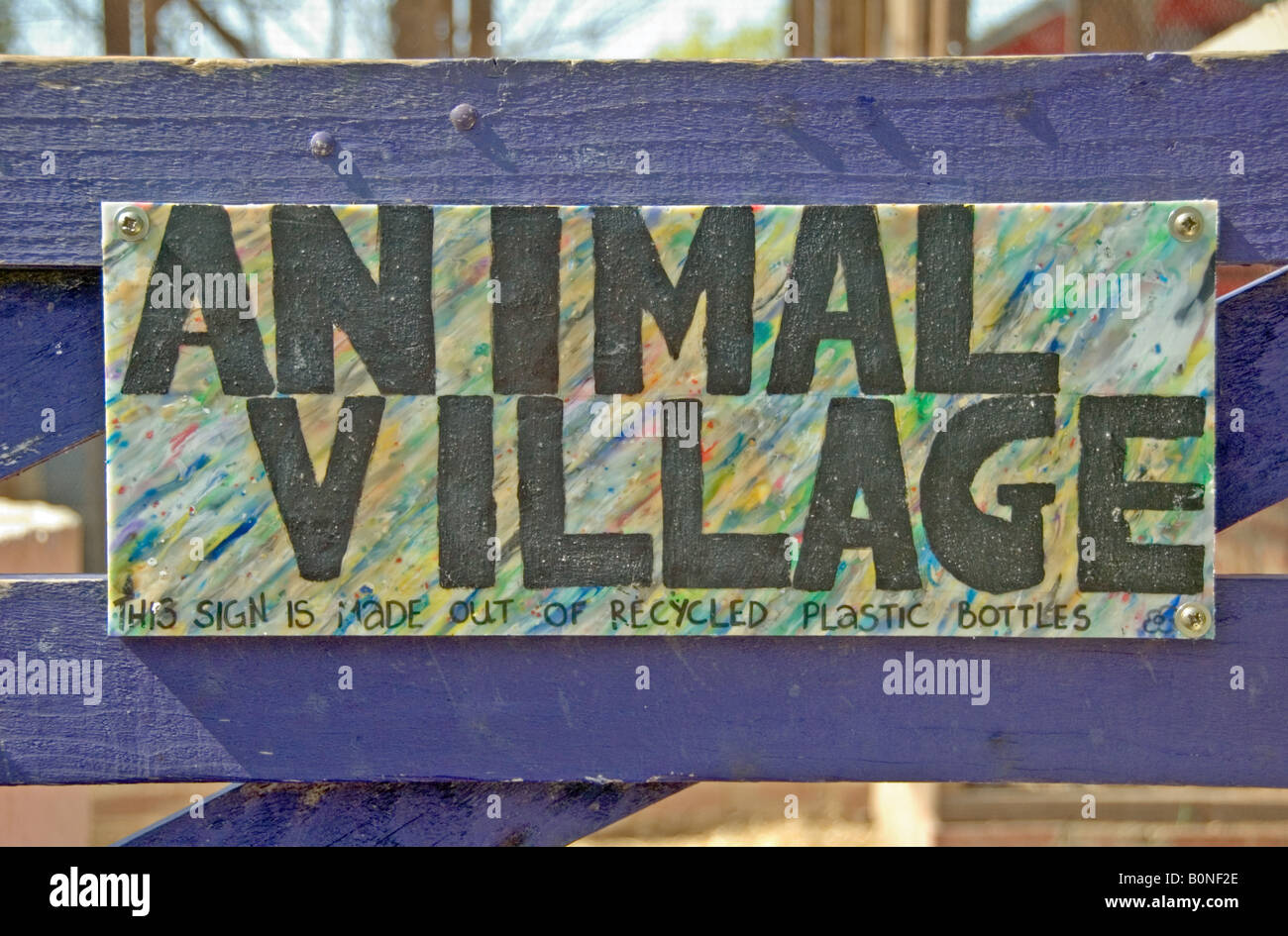 Sign made out of recycled plastic bottles Stock Photo - Alamy