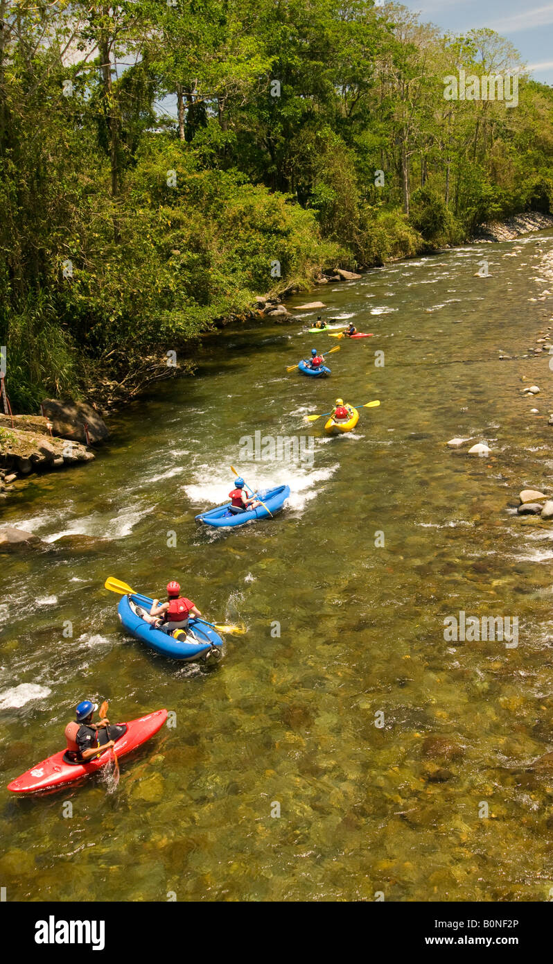 COSTA RICA Whitewater enthusiasts rafting down the Pejibaye River ...