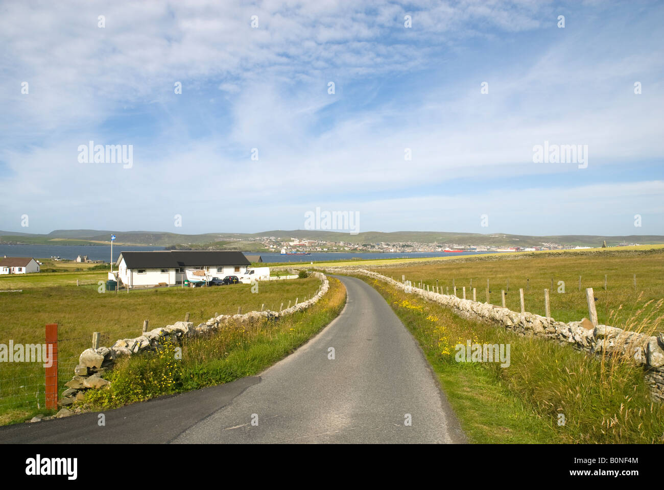 A road on Bressay Island, Shetland Islands, Scotland, UK Stock Photo ...