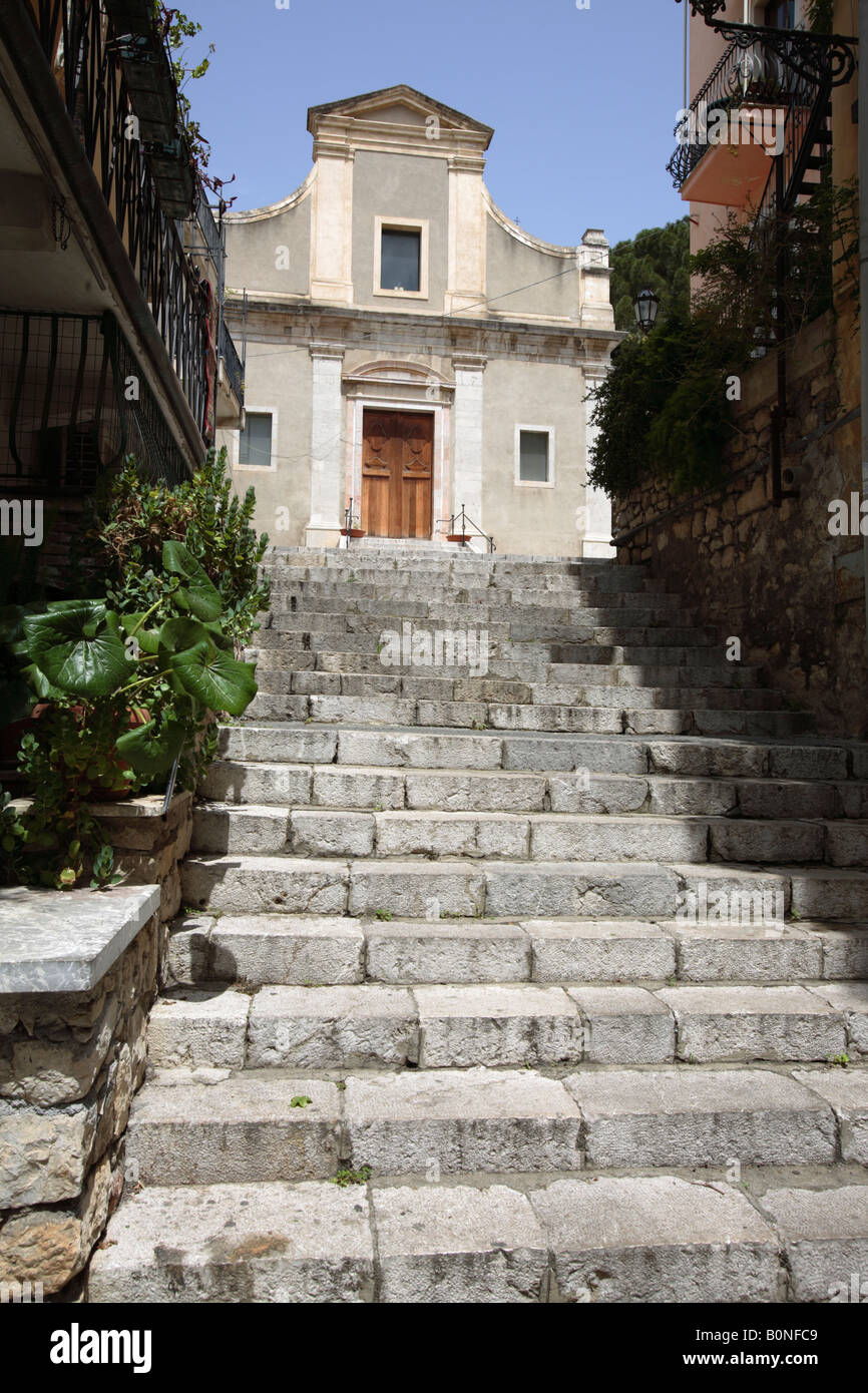 Taormina church stairs sicily hi-res stock photography and images - Alamy