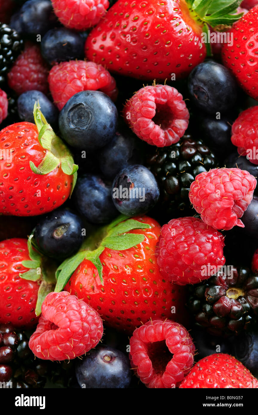 Background of assorted fresh berries close up Stock Photo - Alamy