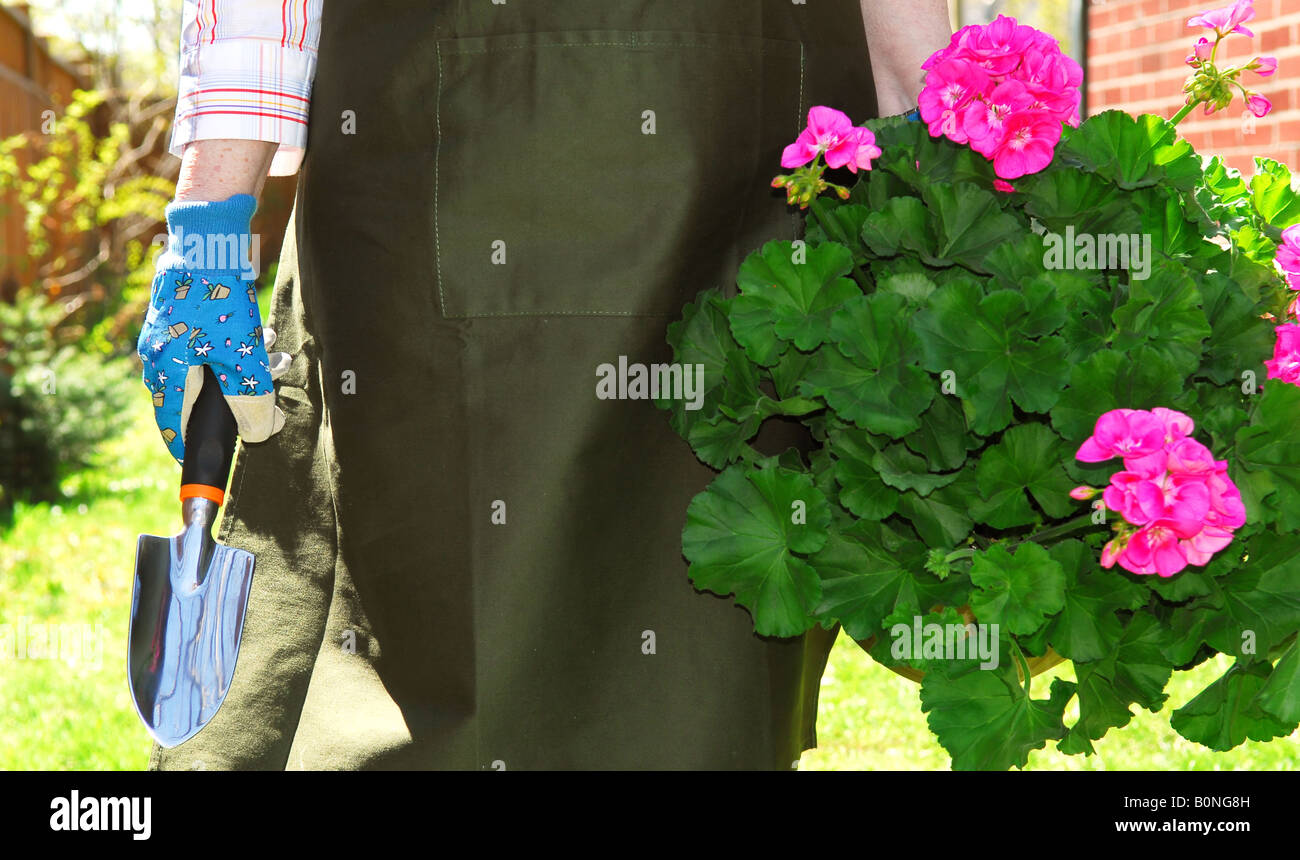 Senior woman carrying pot hi-res stock photography and images - Alamy