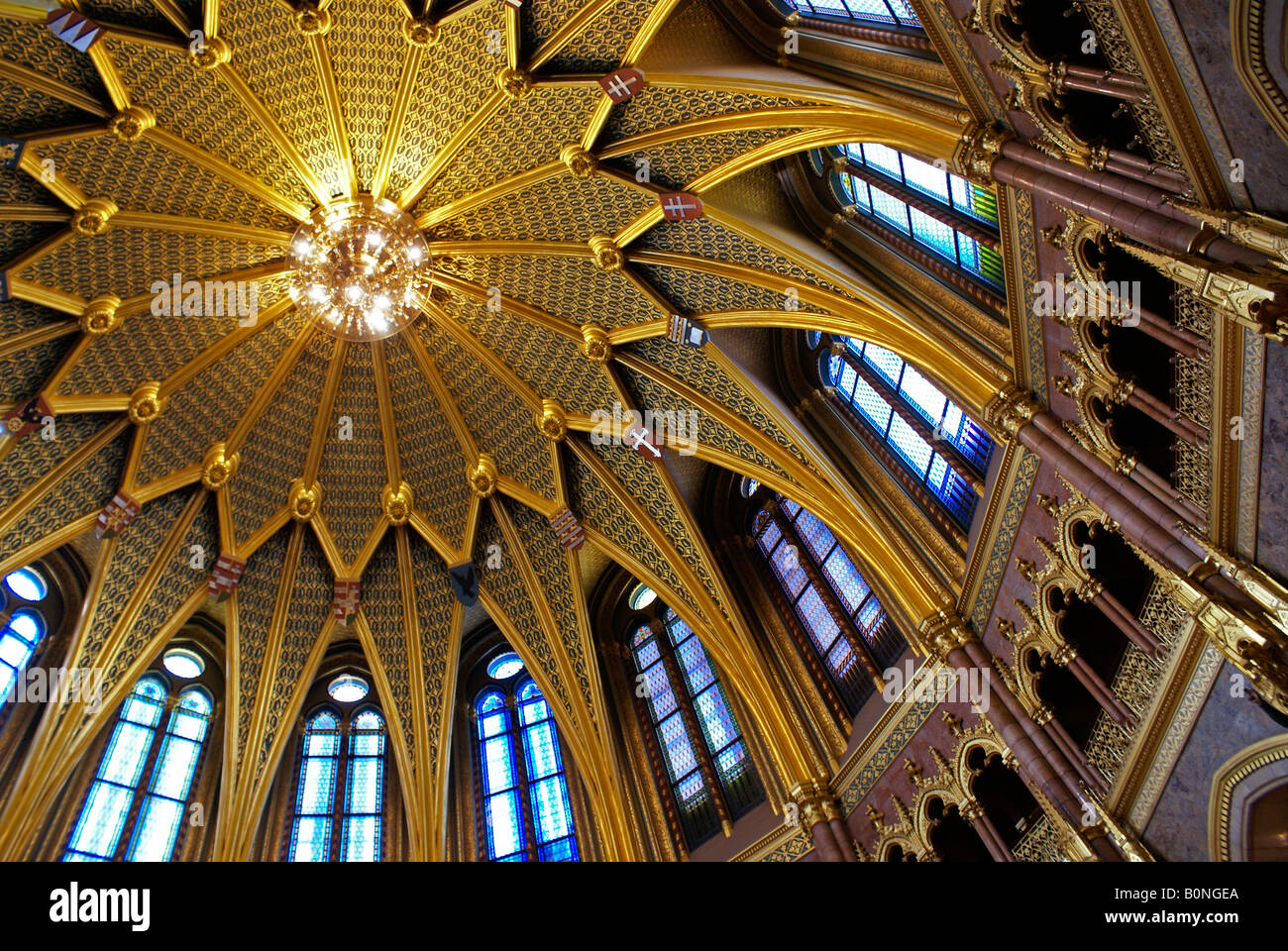 inside view of the dome from the Hungary Parliament, in Budapest Stock ...