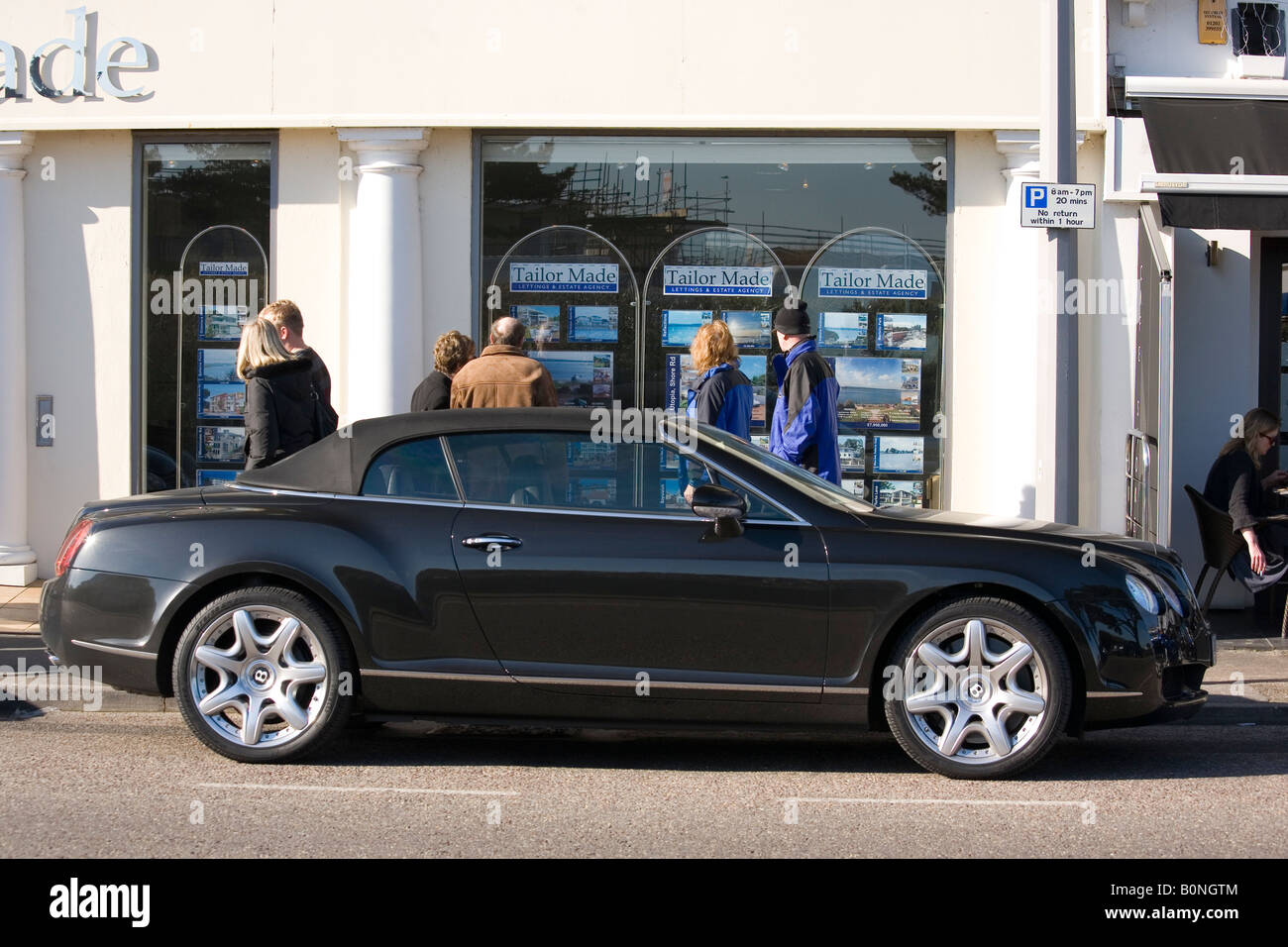 Bentley car parked outside Tailor Made estate agents Sandbanks UK Stock ...