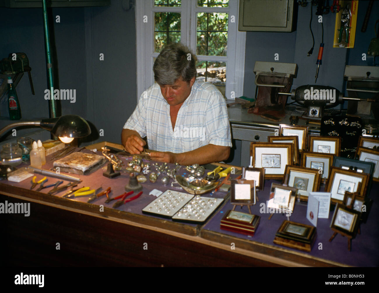 Corfu Greece Danilla Village Man Making Jewellery Stock Photo - Alamy