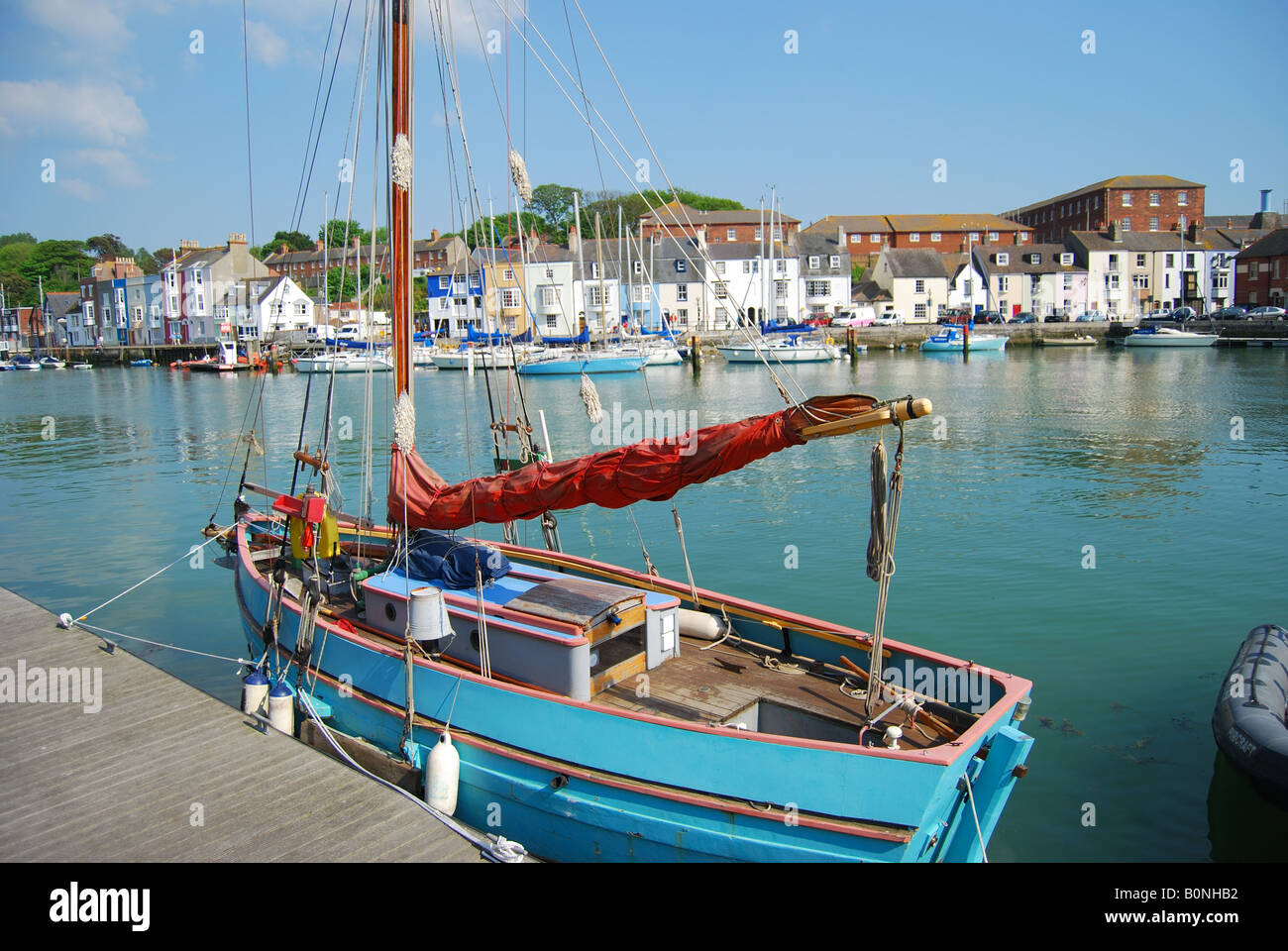 Old wooden ketch on quayside, Weymouth Harbour, Weymouth, Dorset ...
