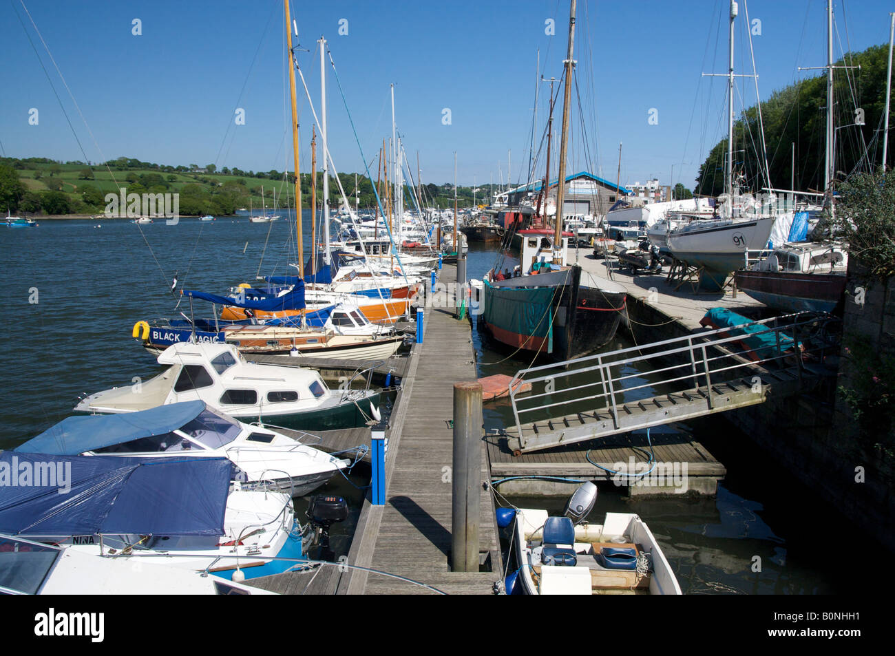 Boats moored at Penryn Marina in Cornwall, England Stock Photo - Alamy