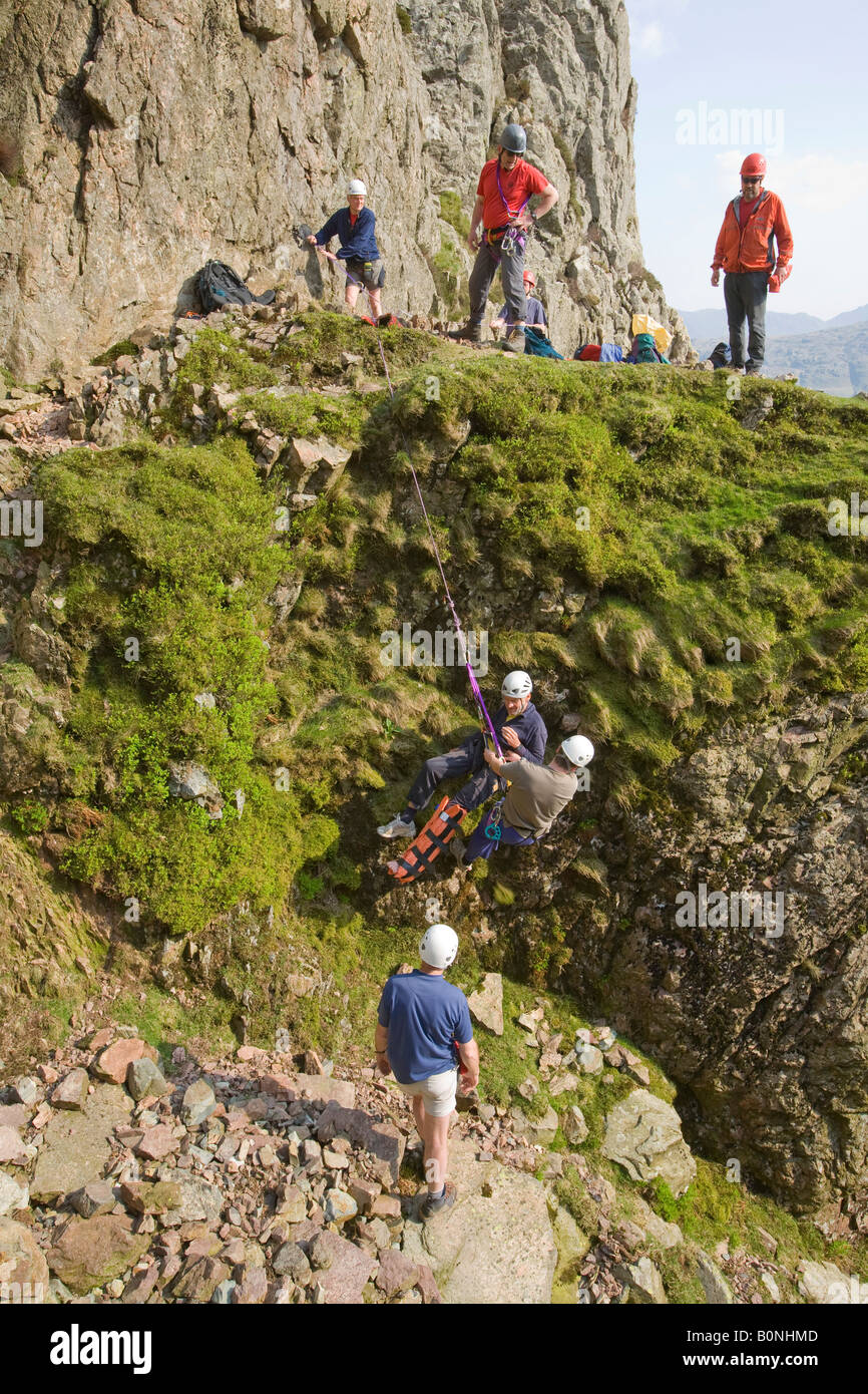 Members of Langdale Ambleside Mountain Rescue Team rescue a fallen ...