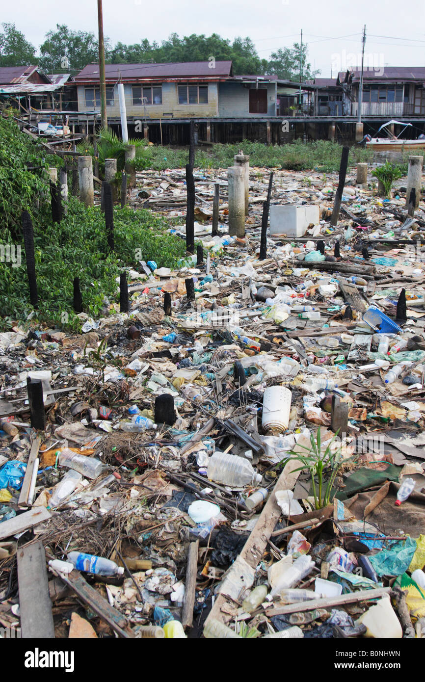 Trash In Stilt Village Of Kampung Ayer, Brunei Stock Photo - Alamy