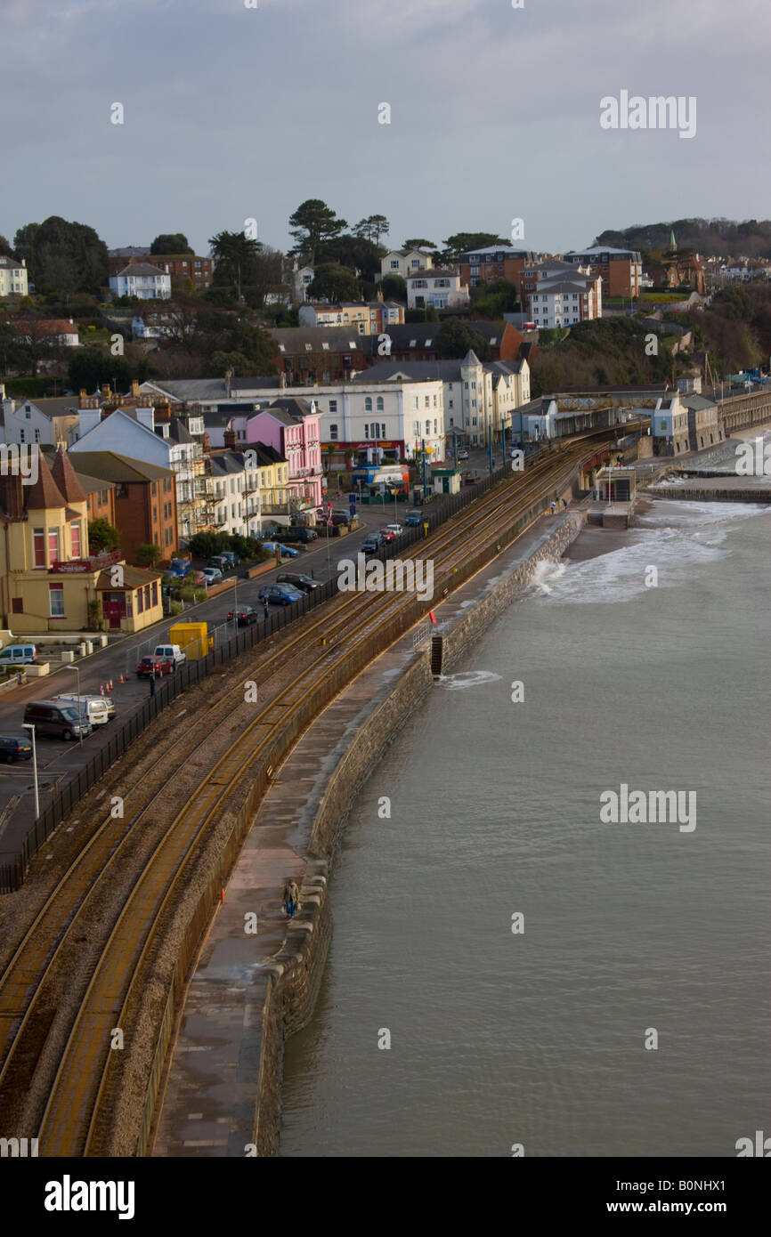 Dawlish seafront with railway line Stock Photo - Alamy