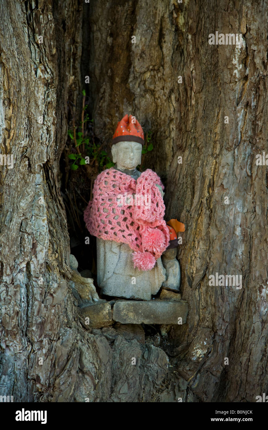 Jizo in 1200 year old Gingko Tree Stock Photo - Alamy