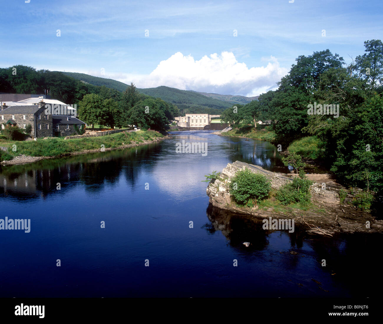 View of the Hydro Electric Dam on the River Tummel at Pitlochry Stock ...