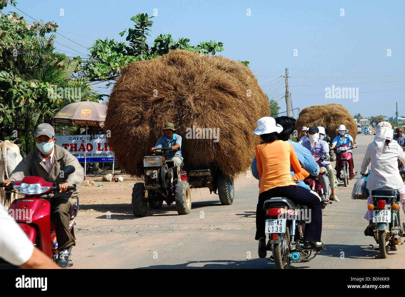 Heavy traffic on a rural road, Binh Thuan province, Viet Nam Stock ...