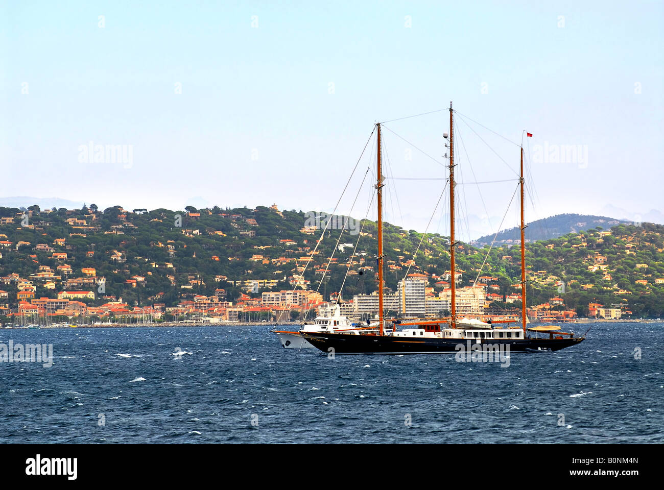 Luxury yacht at the mediterranean coast of French Riviera Stock Photo ...