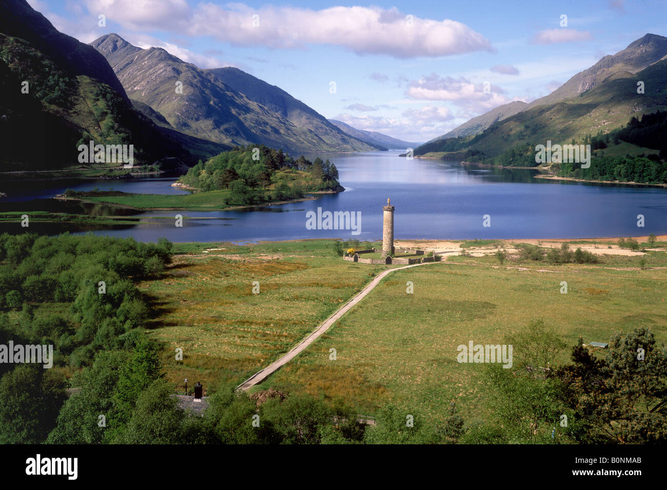 Bonnie Prince Charlie Monument at Glenfinnan on Loch Shiel Stock Photo ...