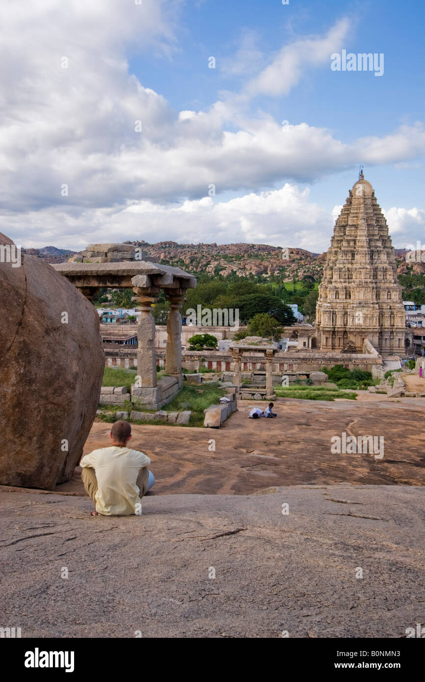 Traveler on Hemakuta Hill in Hampi India Stock Photo - Alamy