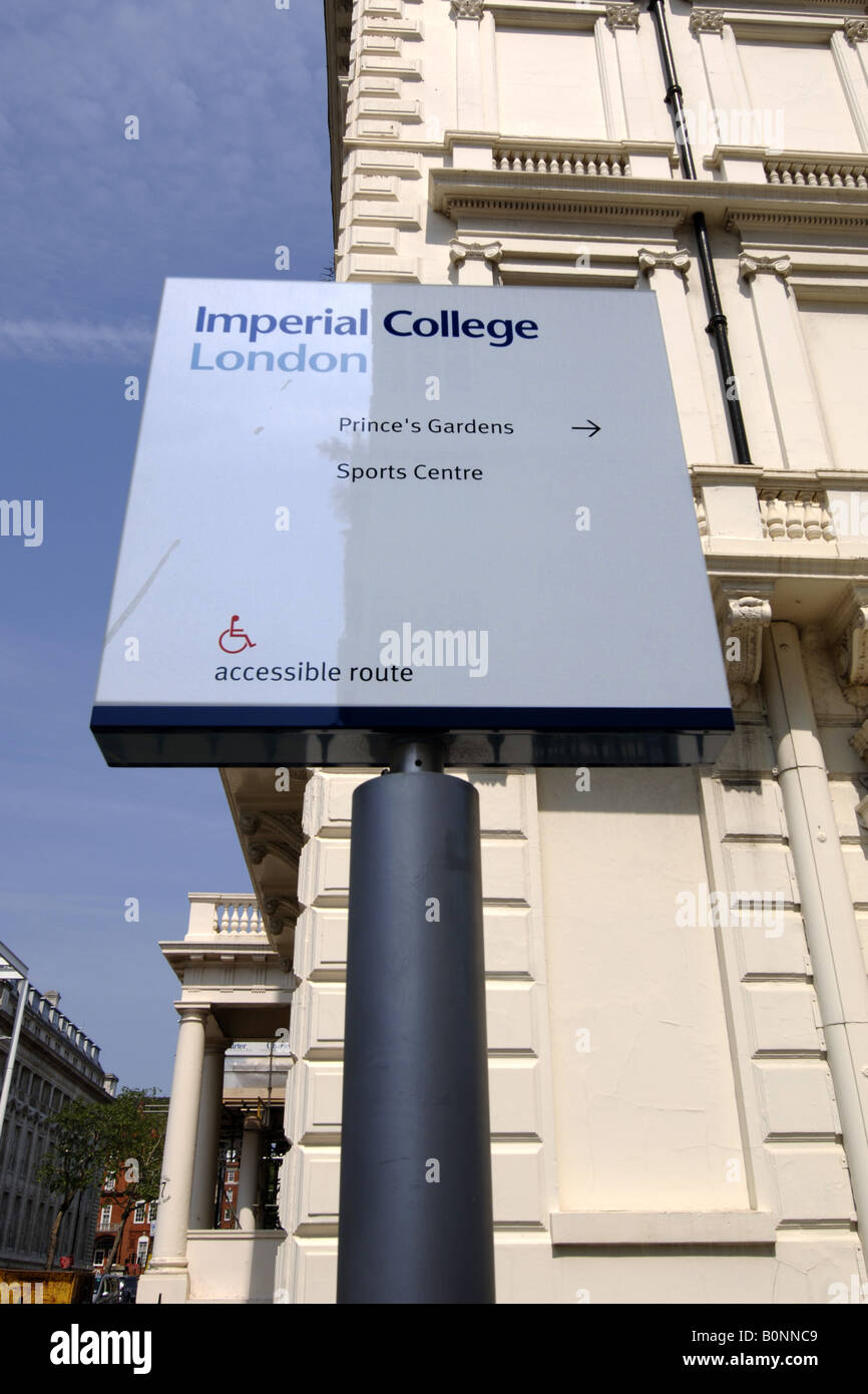 Signpost giving the location of Imperial College London Stock Photo - Alamy