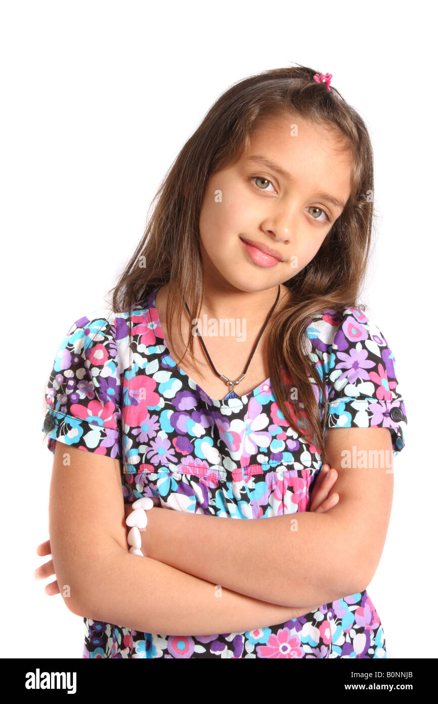 A portrait of a girl aged 8 Stock Photo - Alamy