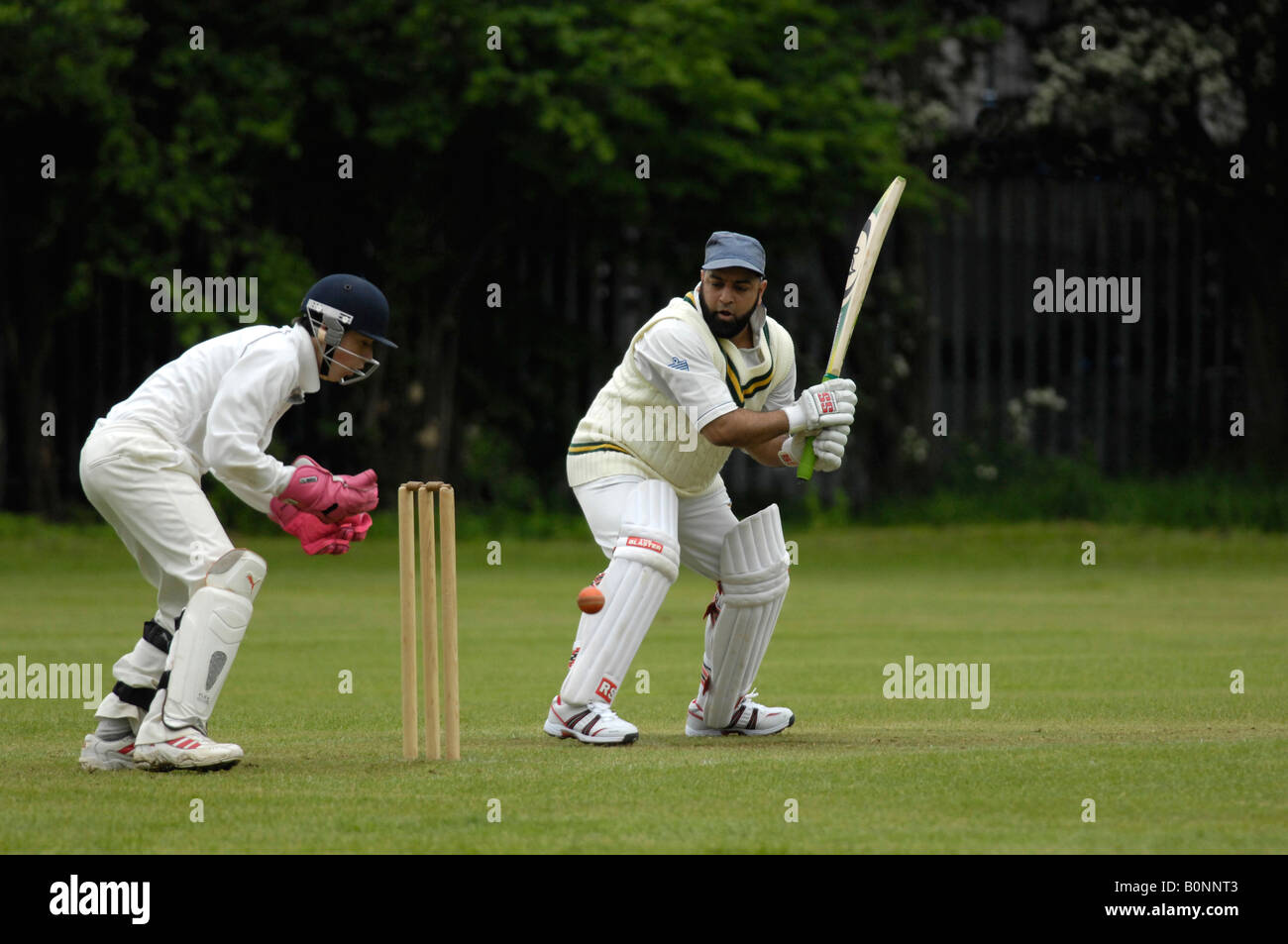 batsman edges ball to give hard catching chance Stock Photo - Alamy