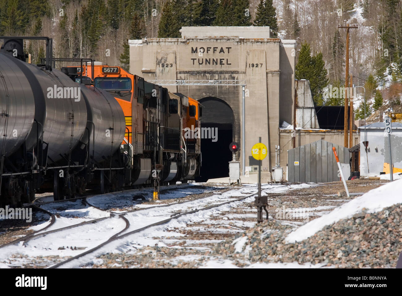 BNSF freight train rolls through the Rollins Pass in the Rocky ...