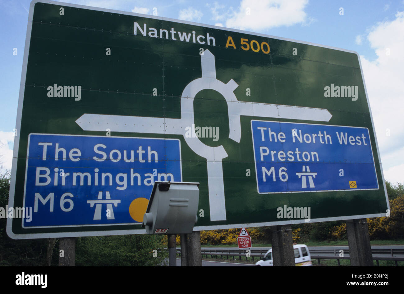 M6 Road Sign Showing Nantwich The South Birmingham North West Preston ...