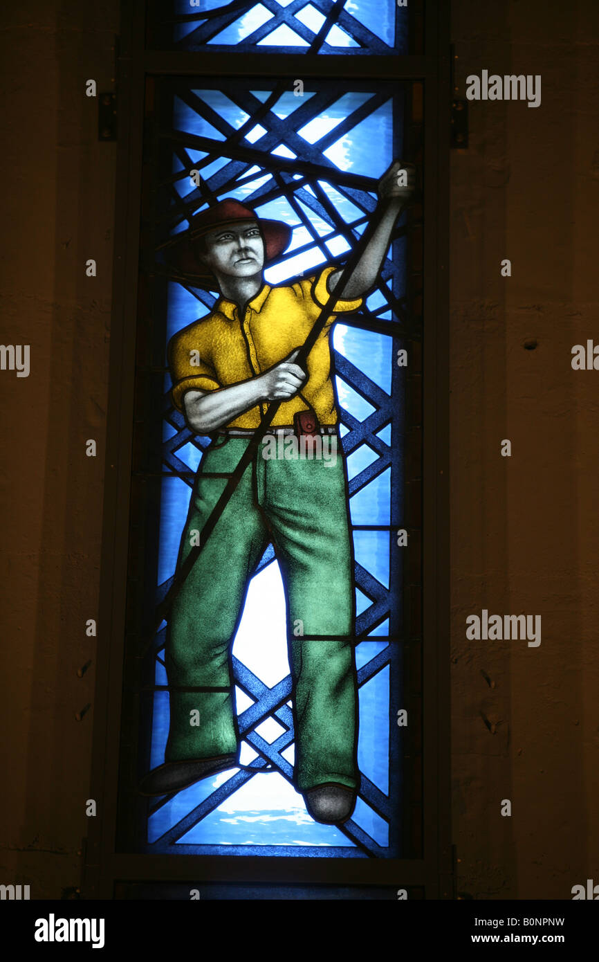 Celebrating the workers efforts - stained glass window in a Sydney ...