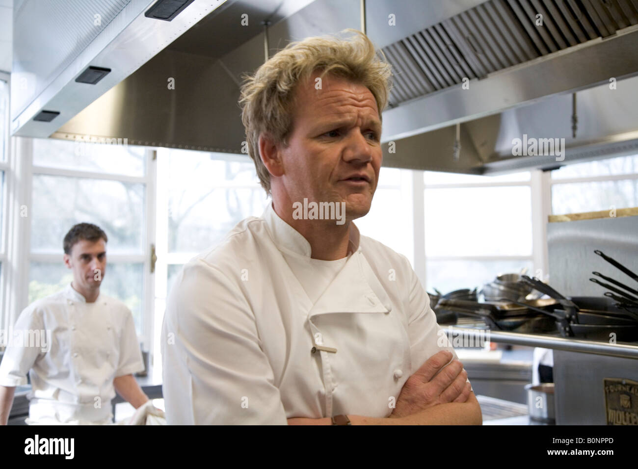 Preparations before the opening night of Gordon Ramsays new restaurant ...